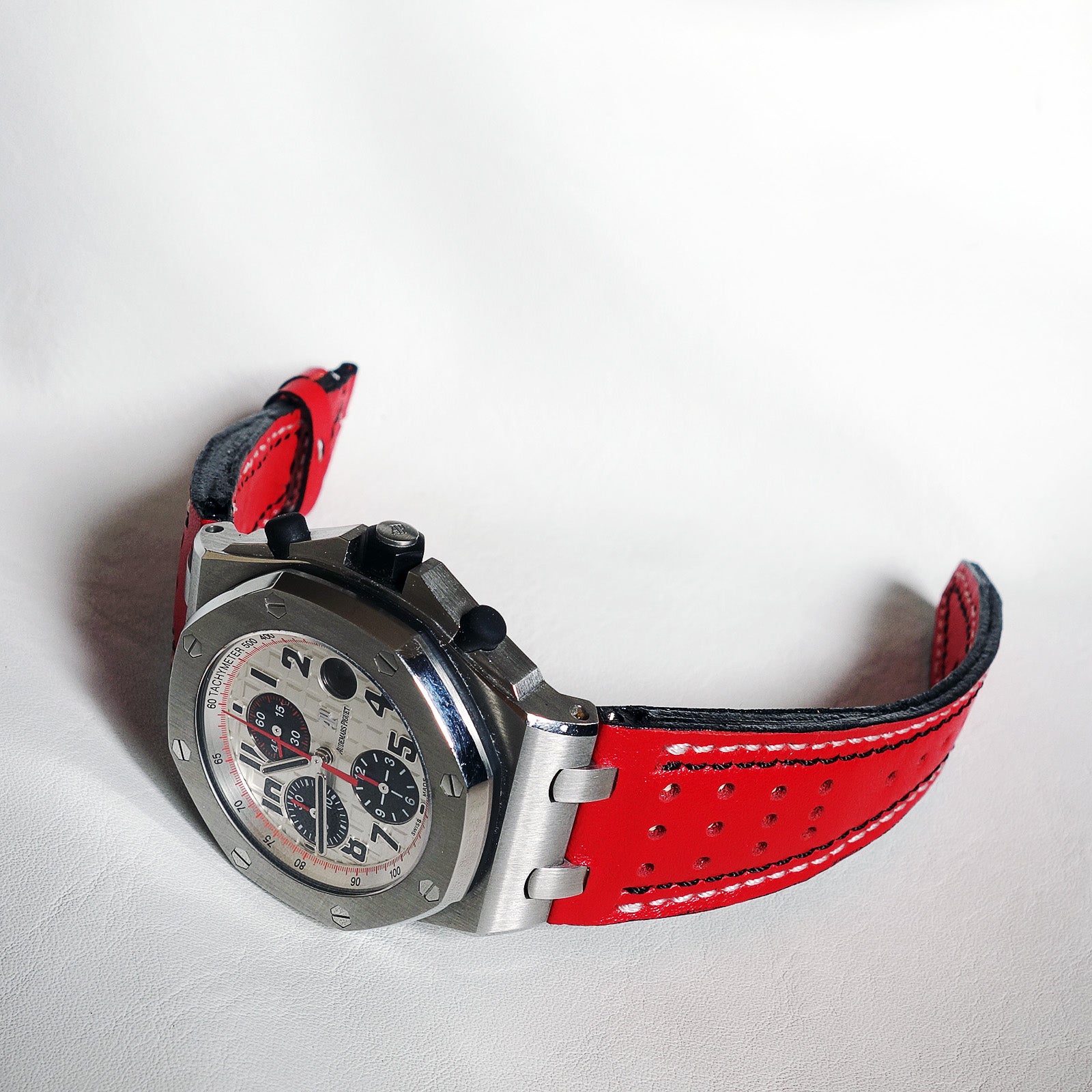Audemars Piguet Straps - AP Racing Red-White with White Black Stitch ...