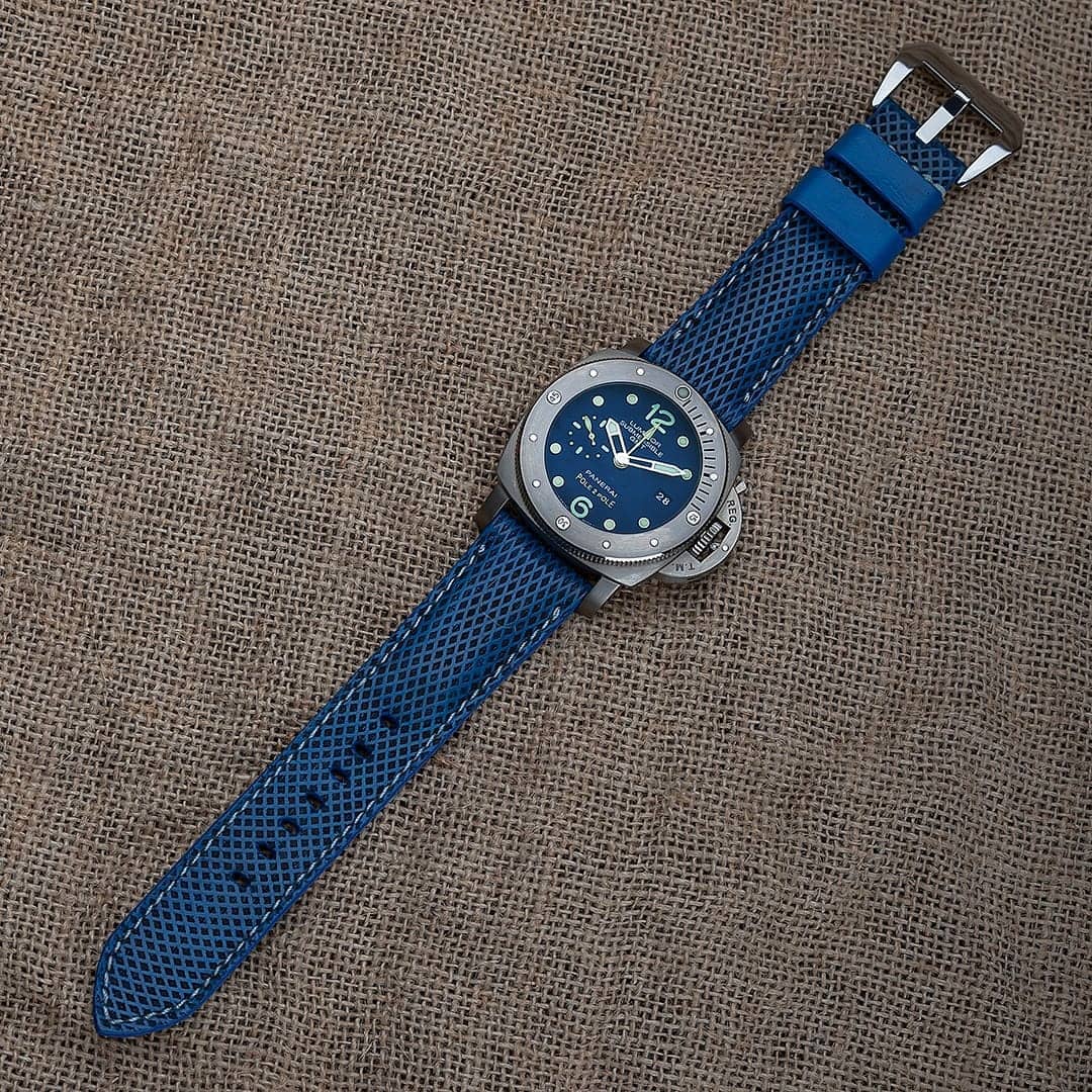 Panerai Submersible Straps - Blue Stupa Padded with Patina – GunnyStore